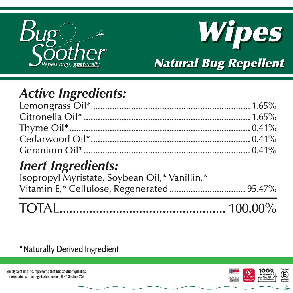 Bug Soother Natural Mosquito Repellent Wipes 15-ct carton
